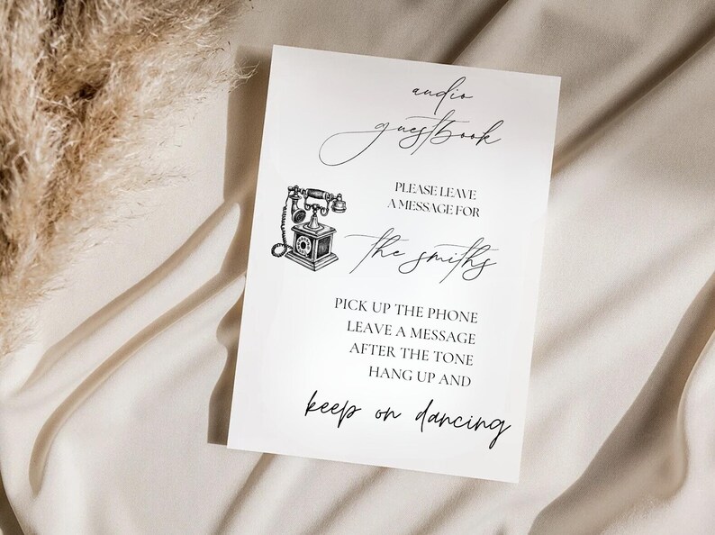 Telephone Guest Book Sign Template, Wedding Audio Guestbook, Leave Me A ...