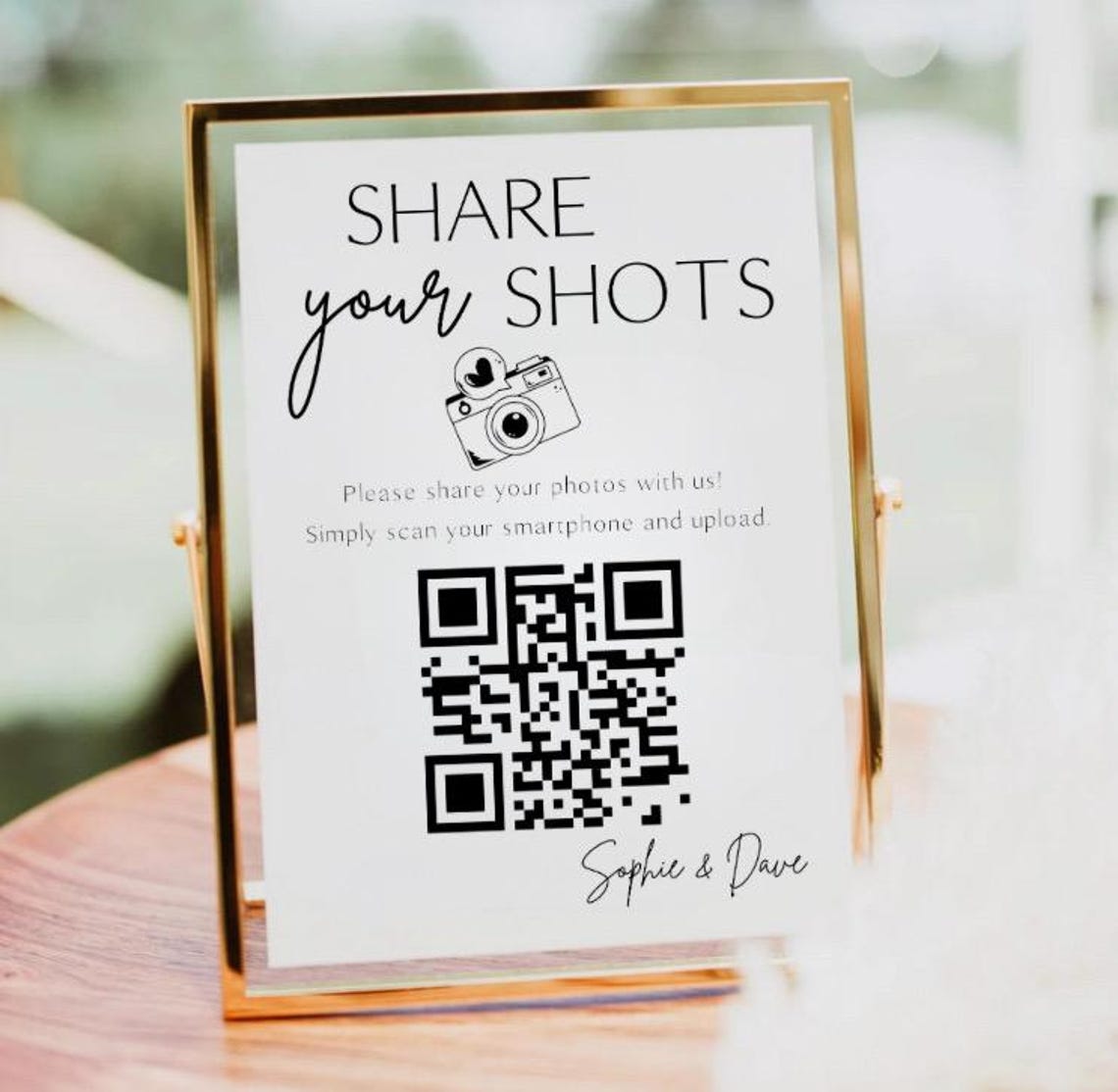 Wedding Photo QR Code Sign: Share Your Shots Canva Template (digital ...