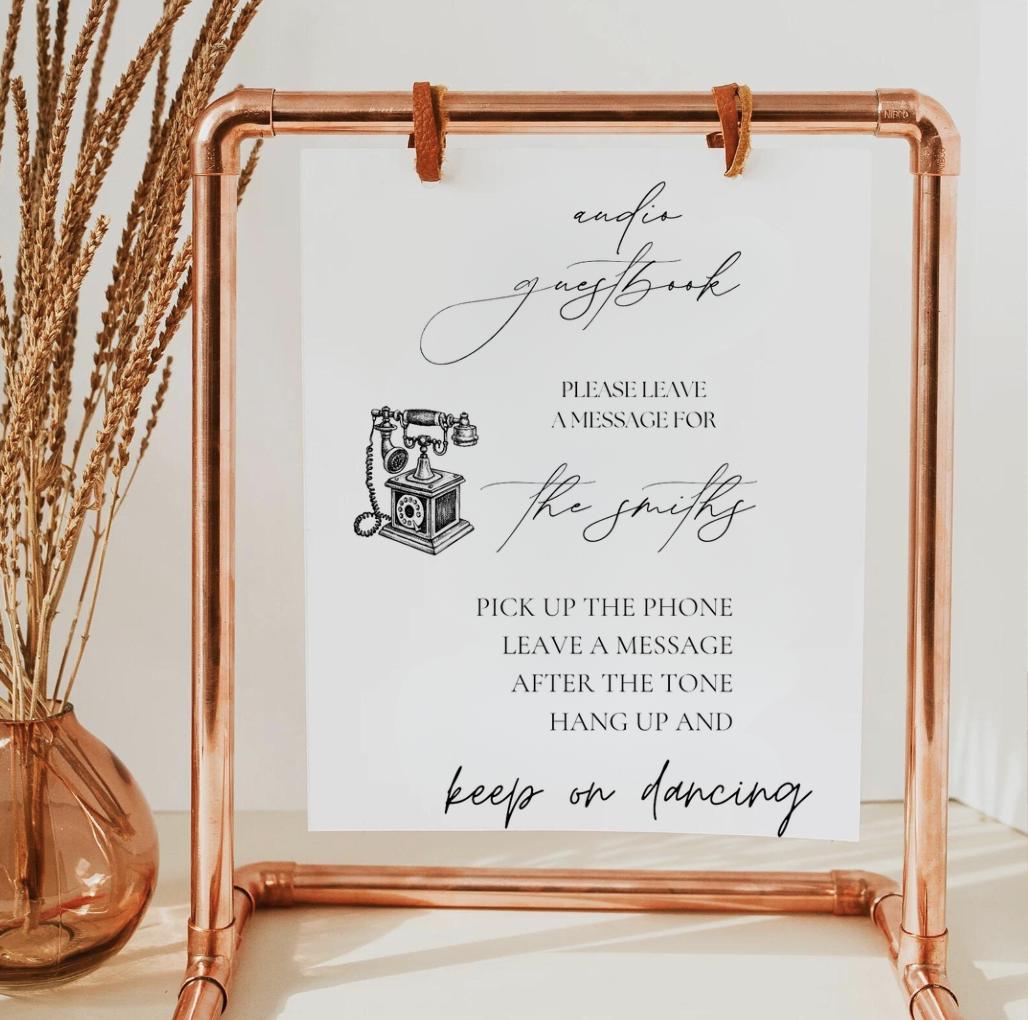 Telephone Guest Book Sign Template, Wedding Audio Guestbook, Leave Me A ...