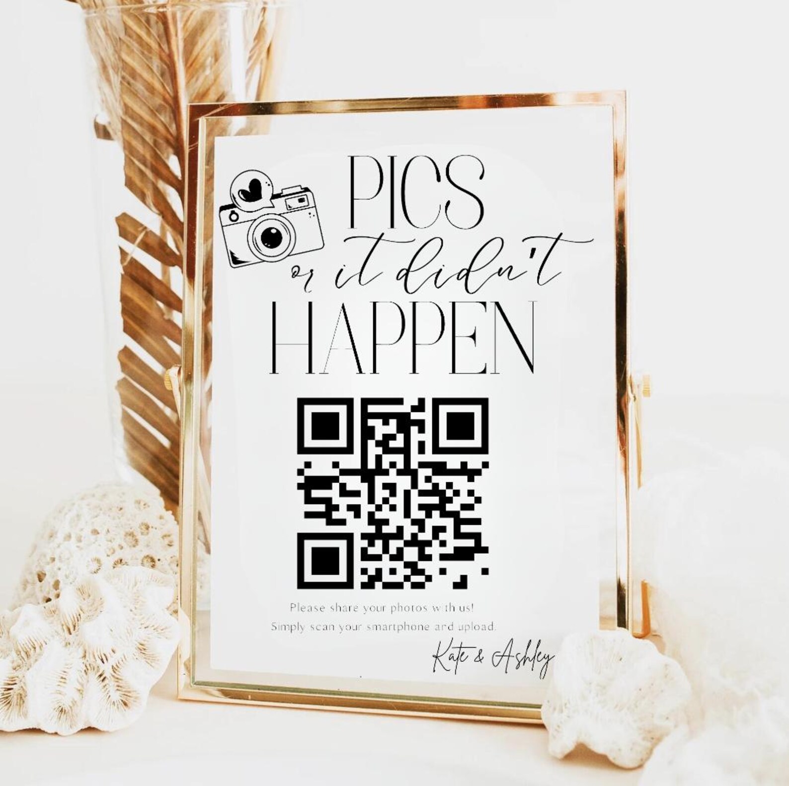 Wedding Photo QR Code Sign: Share Your Shots Canva Template (digital ...