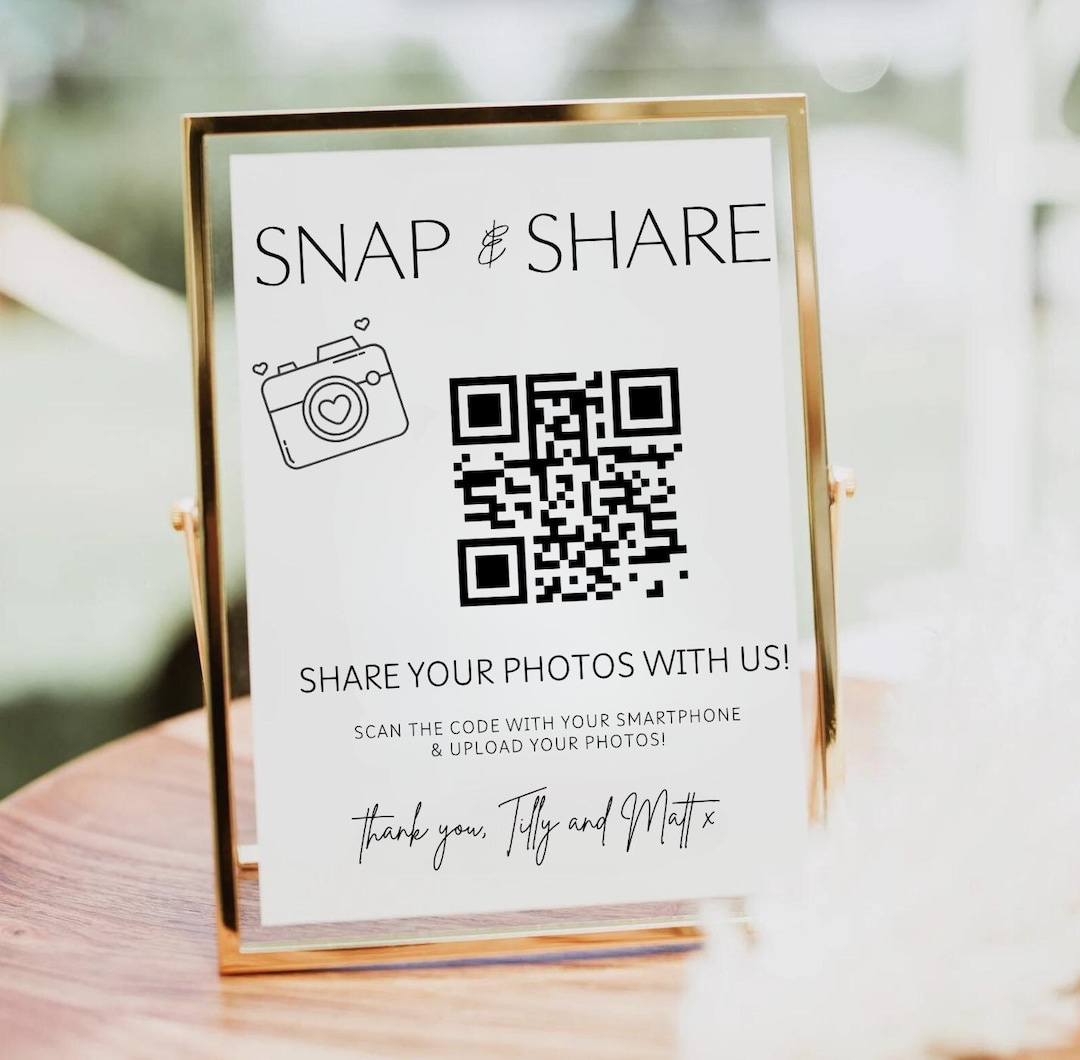 Snap & Share QR Code, Wedding Photo Signs, Share the Love, Wedding QR ...