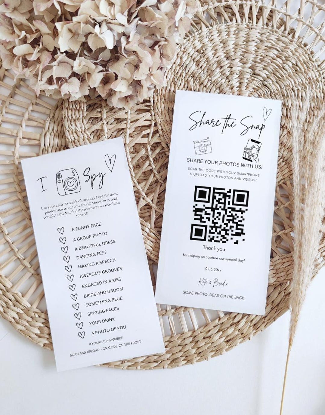 Share the Snap Ispy Game With QR Code, Wedding Shared Photo Album Signs ...