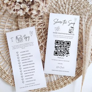 Share the Snap Ispy Game With QR Code, Wedding Shared Photo Album Signs ...