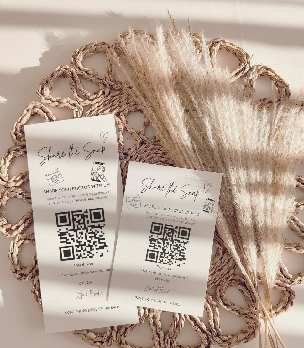 Share the Snap Ispy Game With QR Code, Wedding Shared Photo Album Signs ...