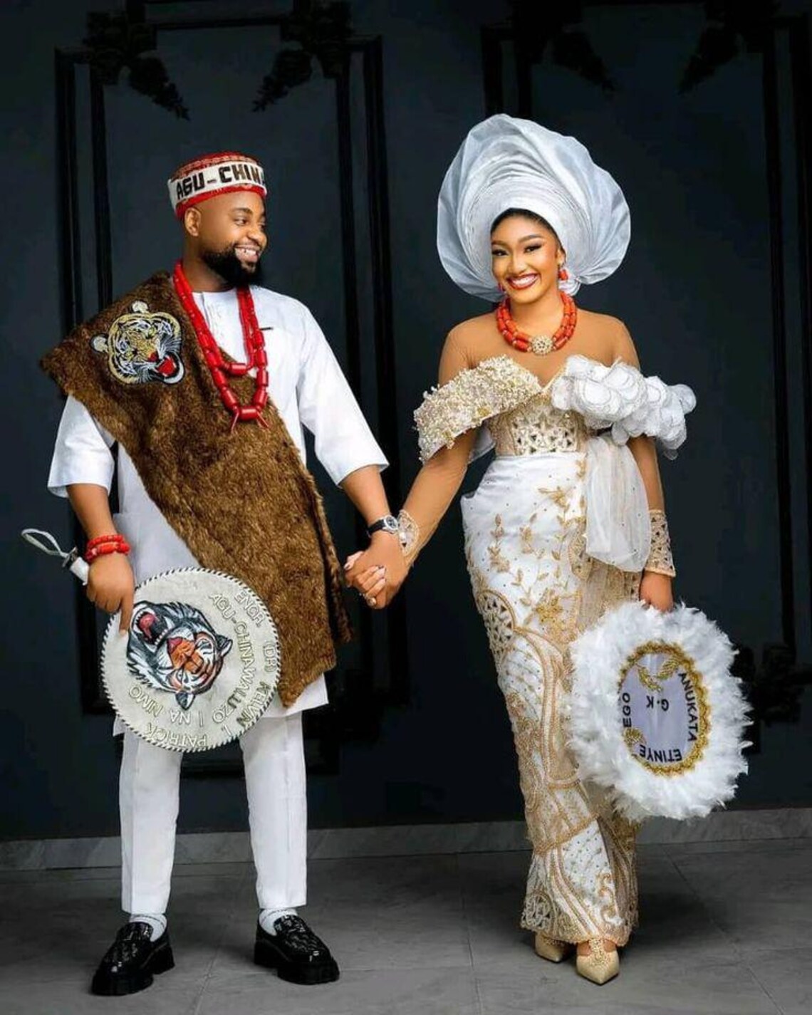 Igbo Traditional Wedding Outfit: Matching George Corset Gown, African ...