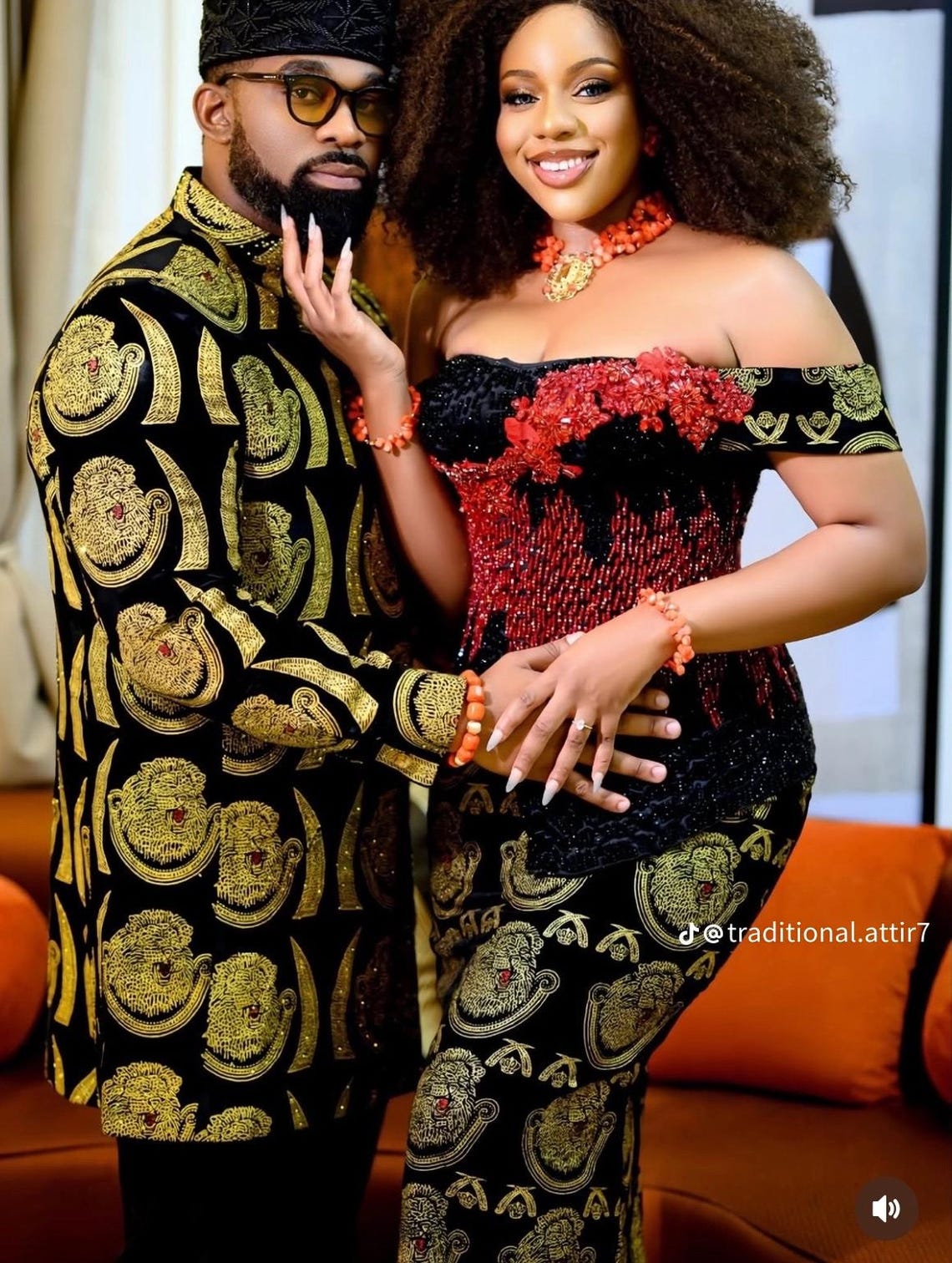 African Traditional Wedding Couple Outfit, Couple Isiagu Matching ...