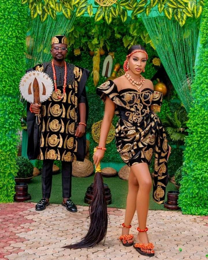 African Traditional Wedding Couple Outfit, Couple Isiagu Matching ...