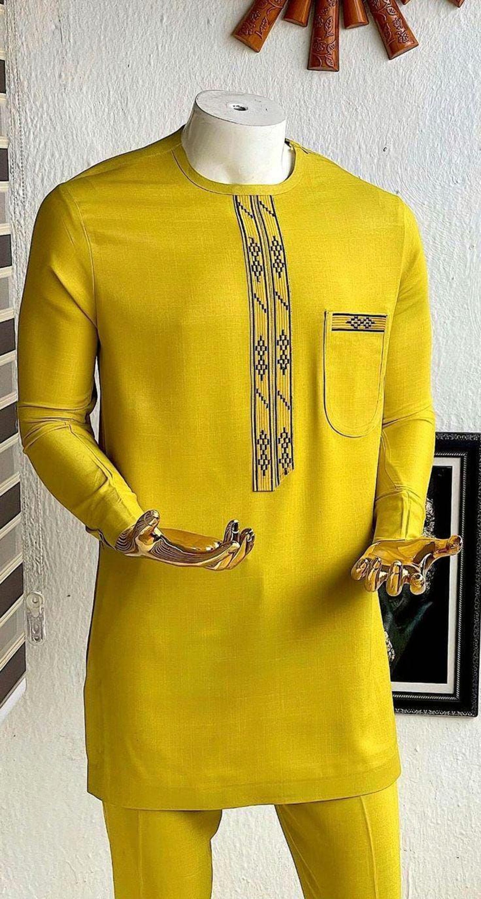 Embroidered African Men's Senator Suit: 2-piece Cotton Outfit - Etsy