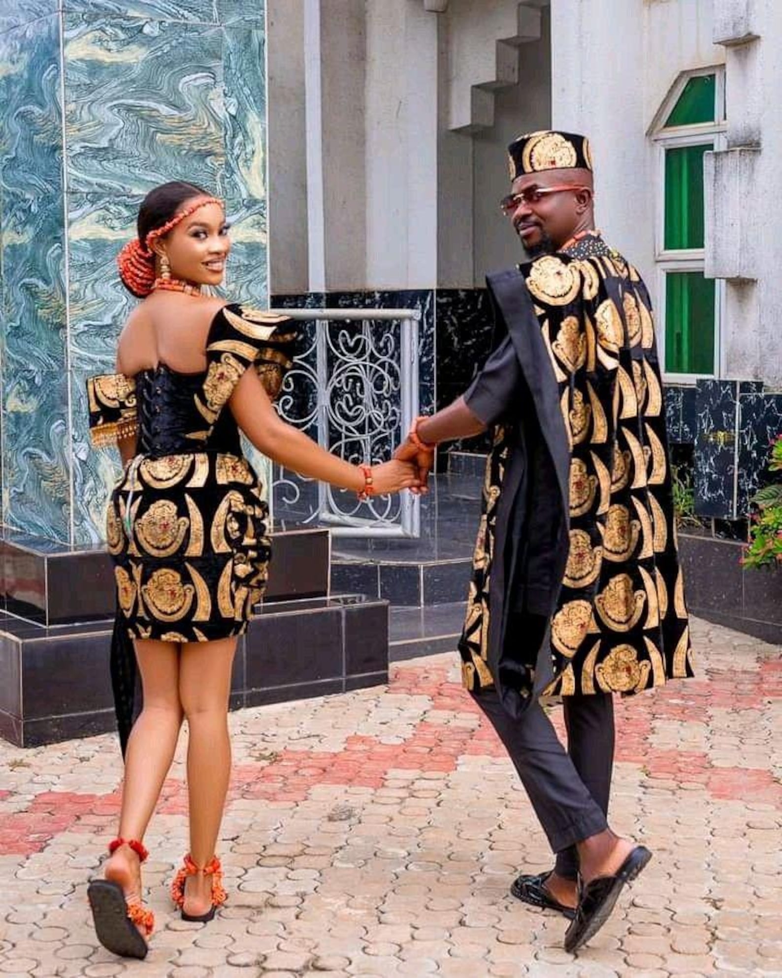 African Traditional Wedding Couple Outfit, Couple Isiagu Matching ...
