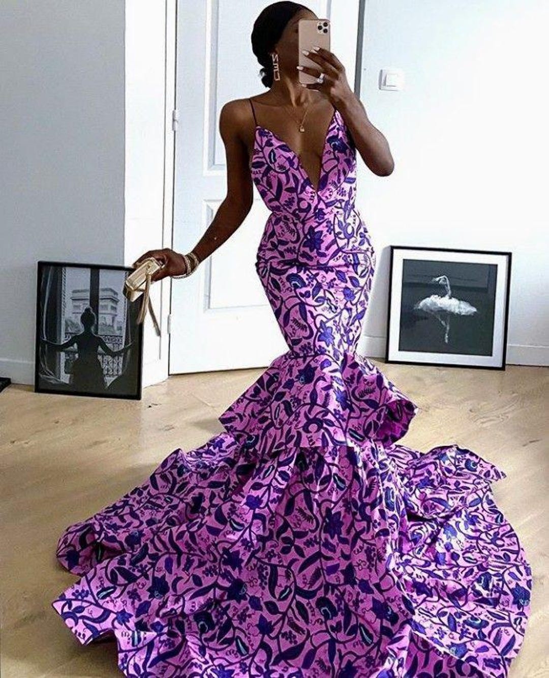African Print Dress, African Wedding Dress, Ankara Gown, Asoebi, Long ...