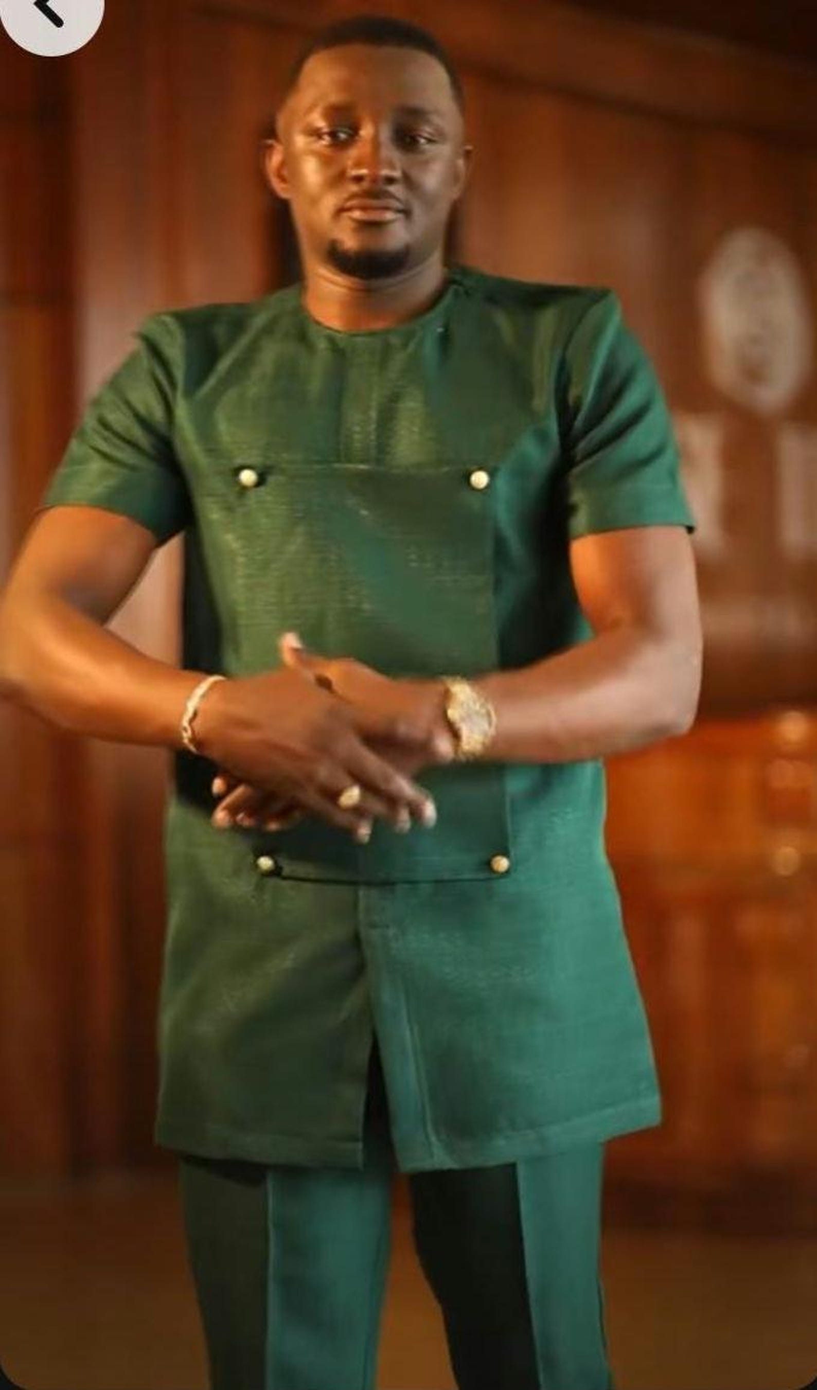 Embroidered African Men's Senator Suit: Handmade Cotton Two-piece ...