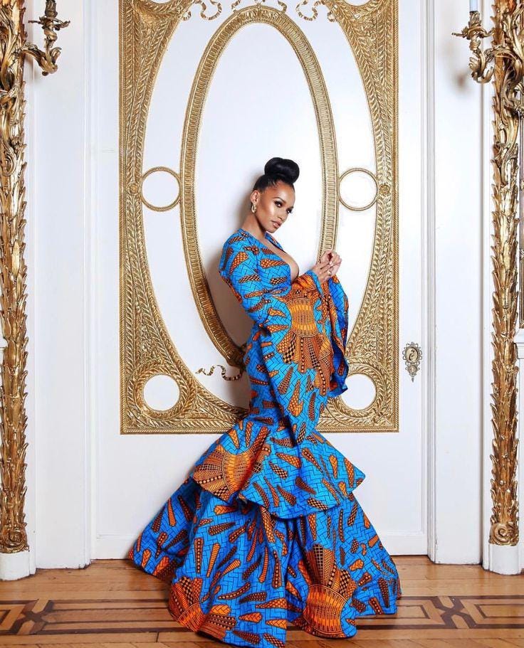 African Print Dress, African Wedding Dress, Ankara Gown, Asoebi, Long ...