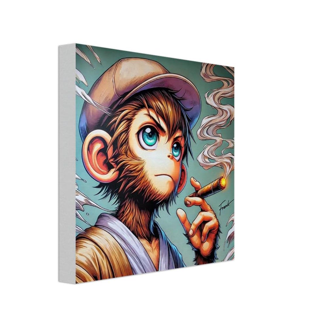 A Monkey Smoking a Cigar Sun Wukong Style 20x20 Cm / 8x8 - Etsy