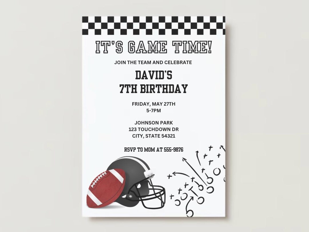 Football Birthday Invitation: Touchdown Party, Any Age (instant ...
