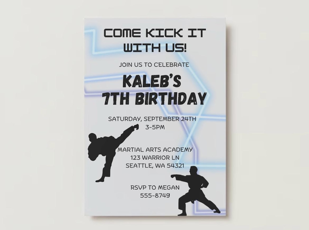 Karate Birthday Invitation, Editable Karate Template, Boys Birthday ...