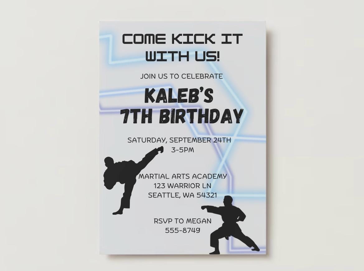 Karate Birthday Invitation, Editable Karate Template, Boys Birthday ...