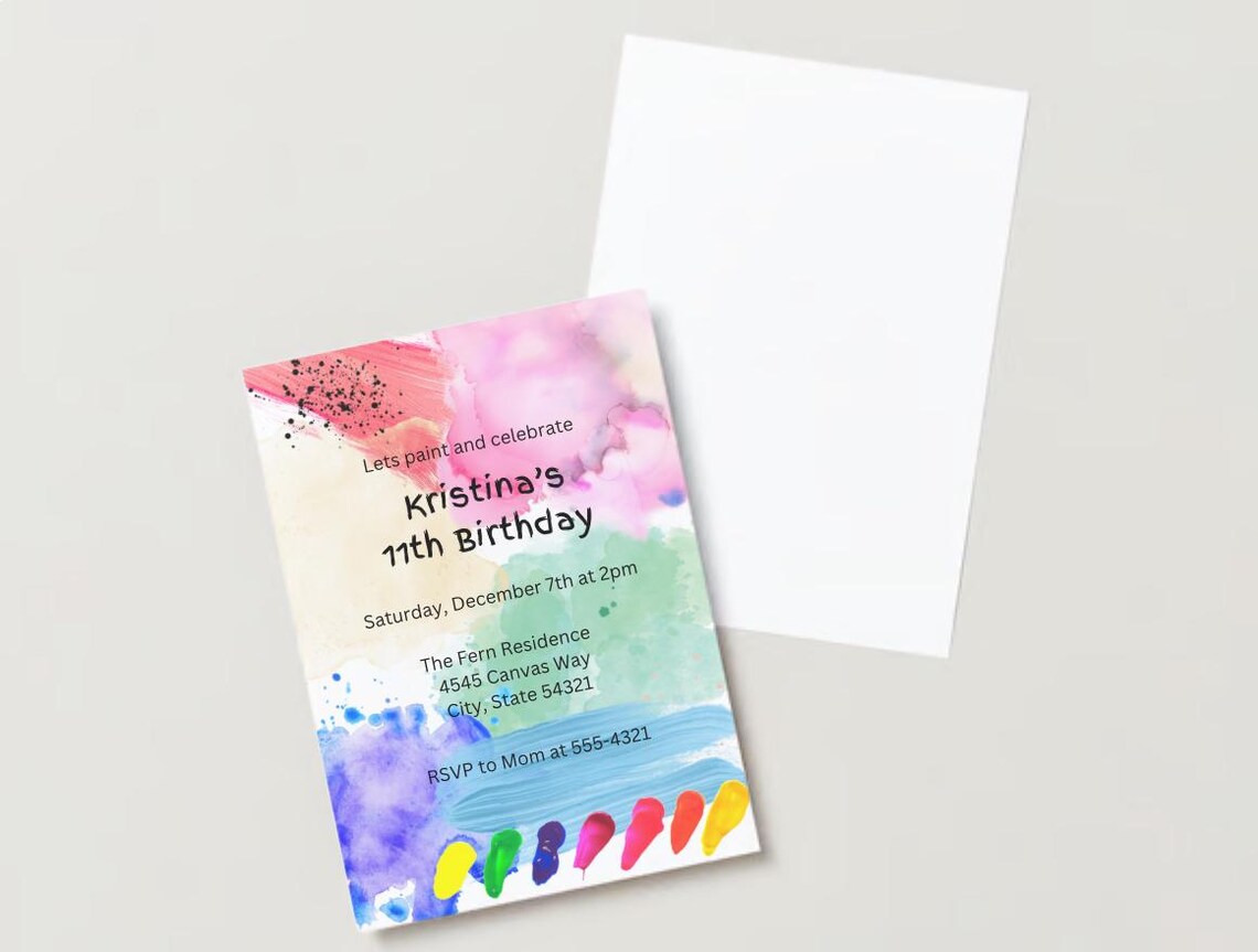 Paint Party Invitation, Paint Party Birthday, Editable Invitation ...