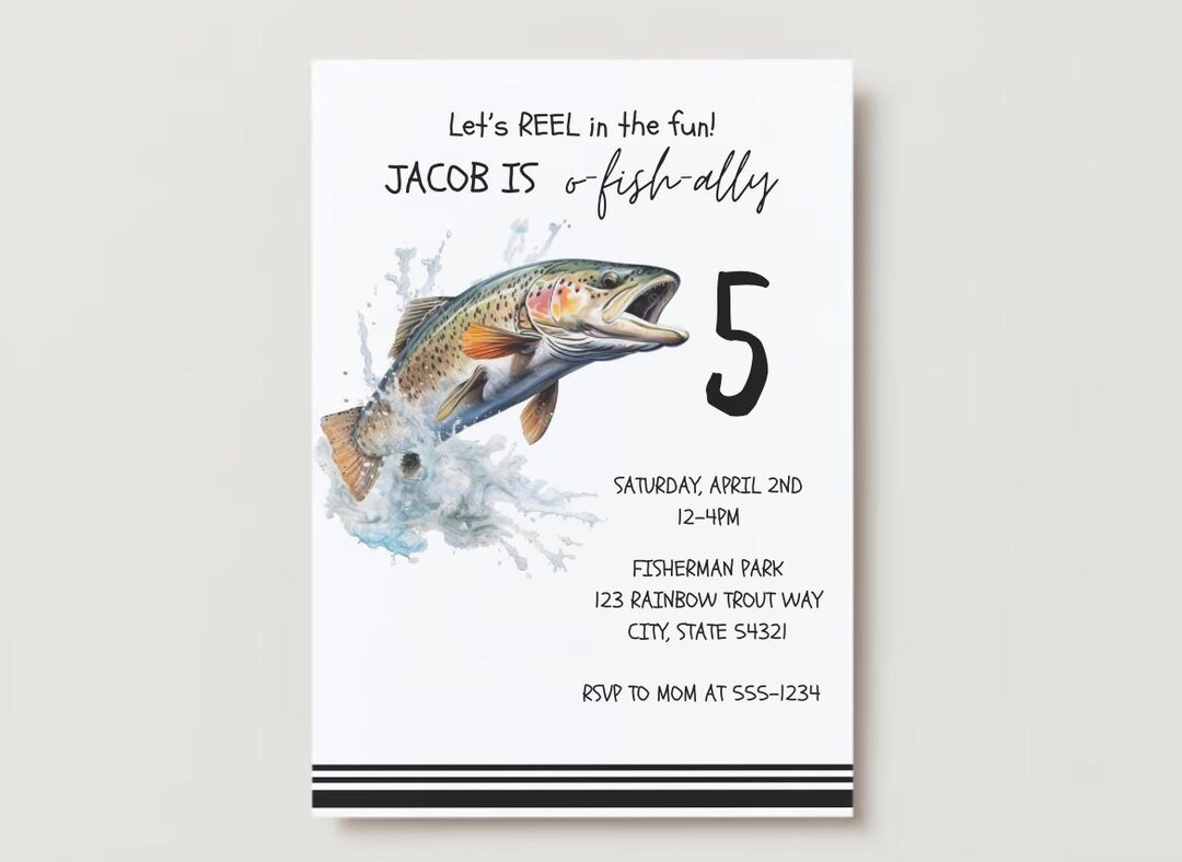 Editable Fishing Birthday Invitation Template, Fishing Party, Reel in ...