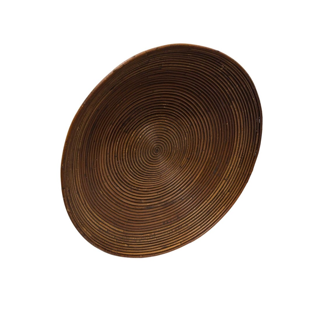 Vintage Coiled Rattan Bamboo Bowl 22" - Etsy