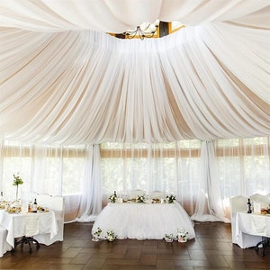 6 Panels 6.5yard White Ceiling Drapes for Weddings Wedding Arch Draping ...