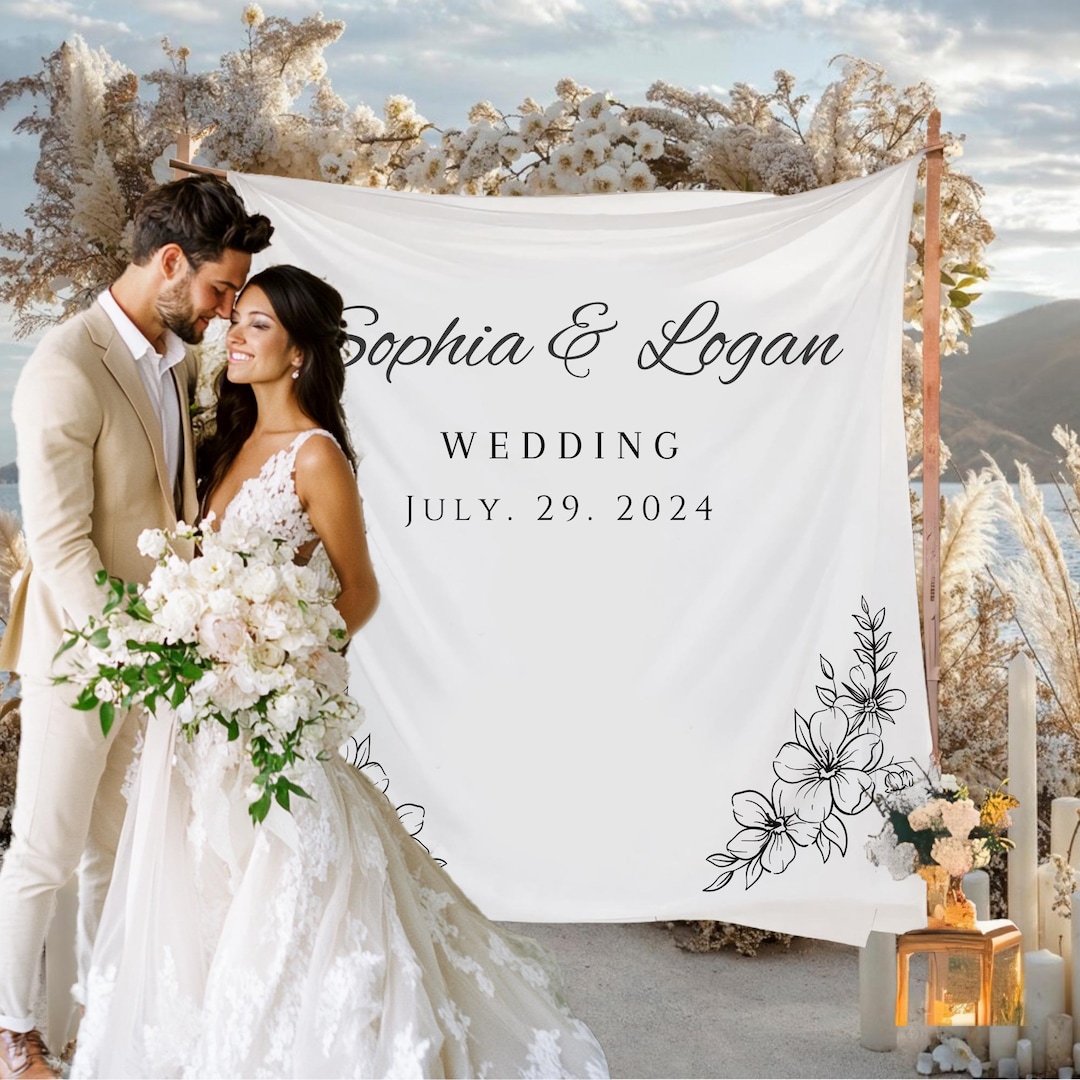 Custom Wedding Sign With Floral Detail, Hand Painted Wedding Backdrop ...