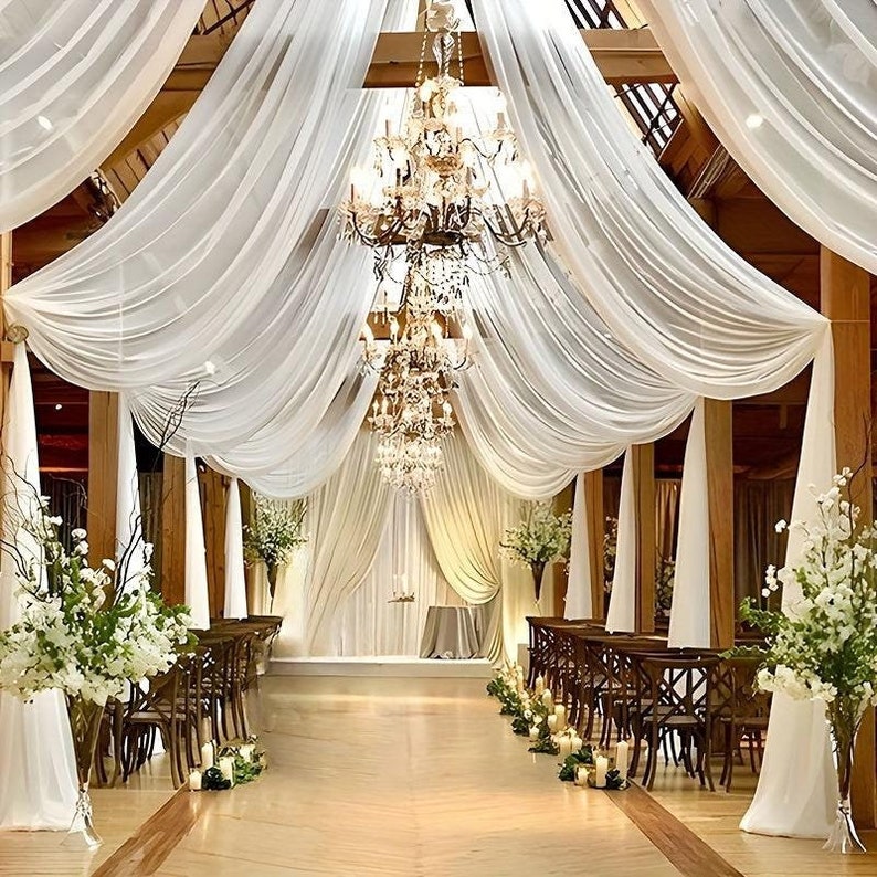 Elegant 6.5yard White Fabric - Perfect for Wedding Backdrops, Arch ...