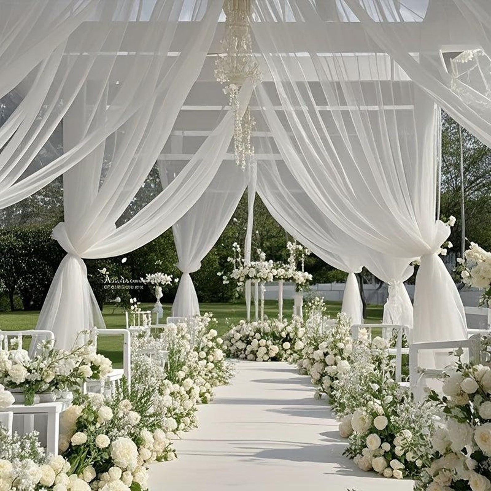 2pcs Elegant White Wedding Arch Drapes, 6.5yard - Perfect for Ceremony ...