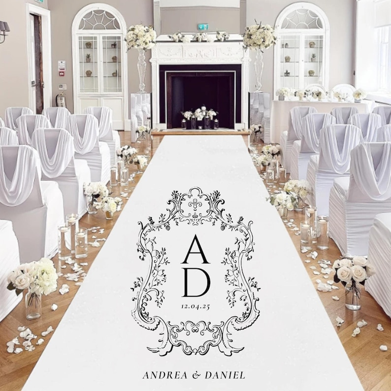 Initial Script Personalized Aisle Runner - Wedding Aisle Runner Plain ...