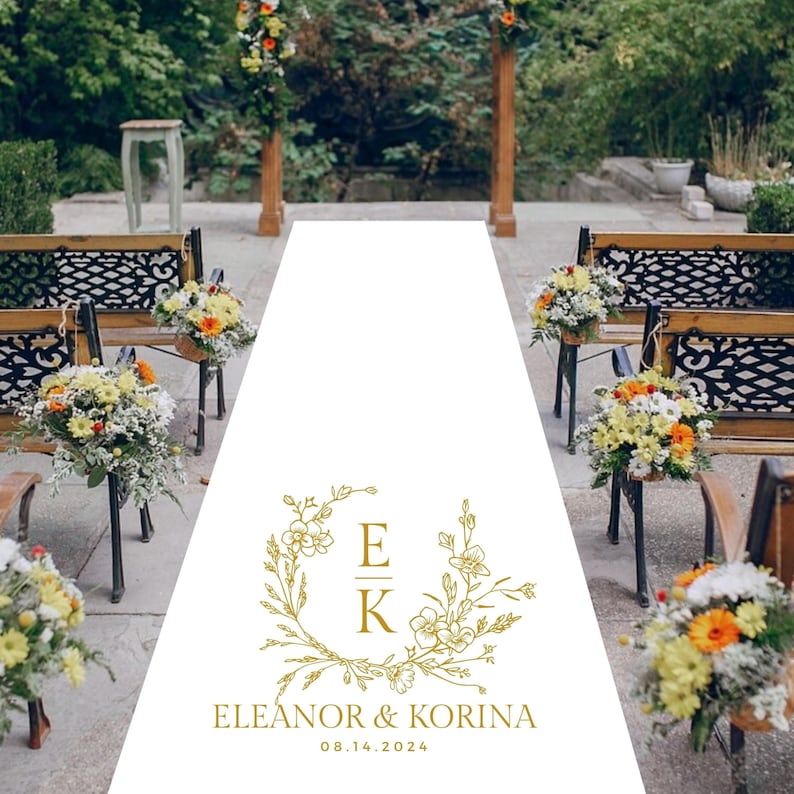 Custom Initial Script Personalized Aisle Runner - Wedding Aisle Runner ...