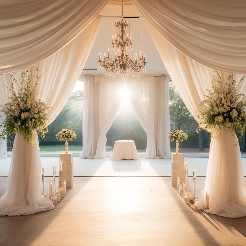 Elegant White Arch Drapery: 20ft Wedding Veil Fabric - Perfect for ...