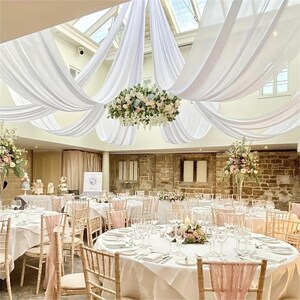 6 Panels 6.5yard White Ceiling Drapes for Weddings Wedding Arch Draping ...