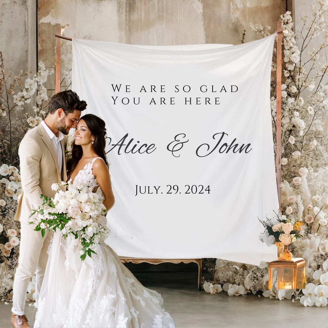 Wedding Sign Backdrop Boho Bridal Shower Backdrop Personalized Tapestry ...
