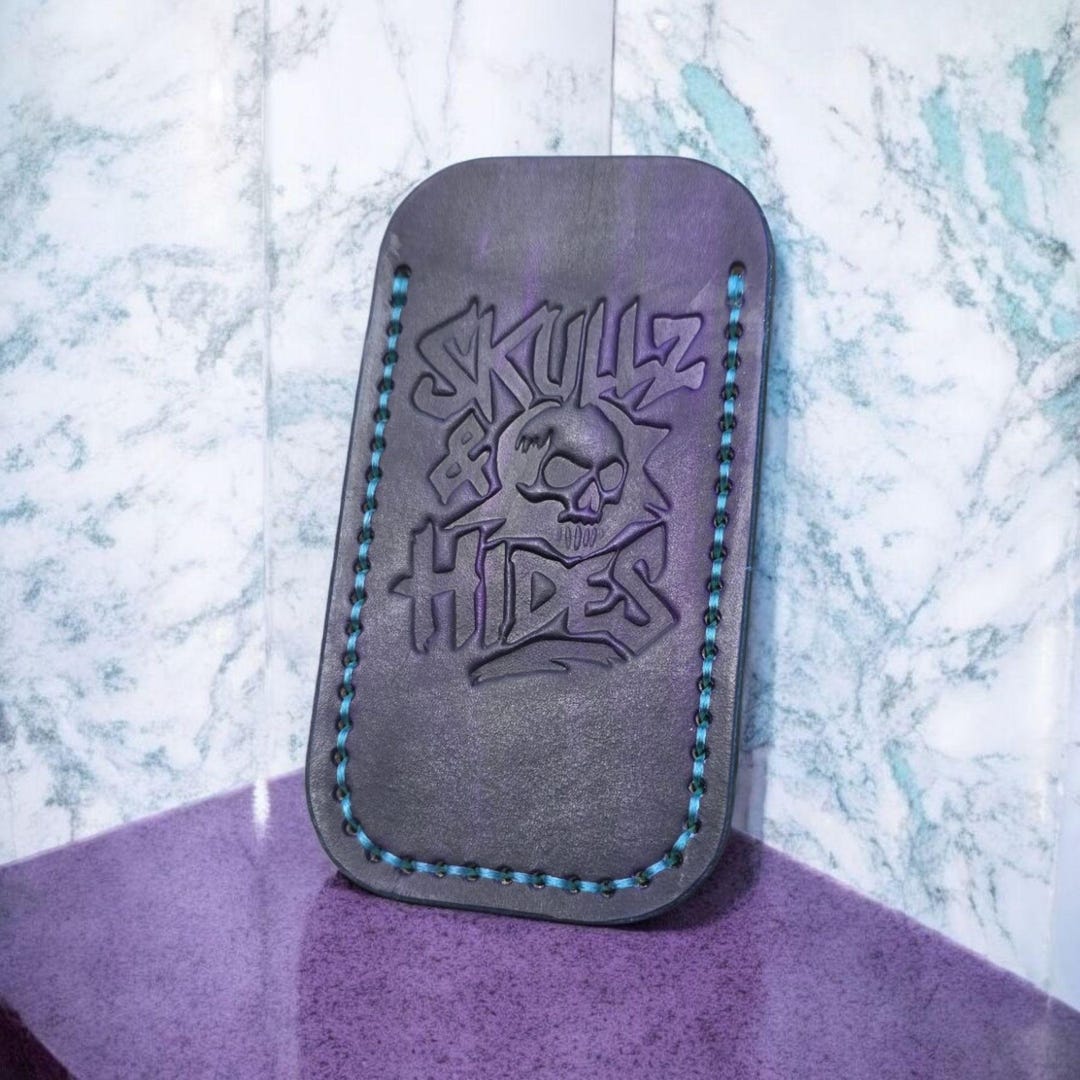 Premium Leather Pocket Knife Slip - (lg) Skullz & Hides Purpturq - Etsy