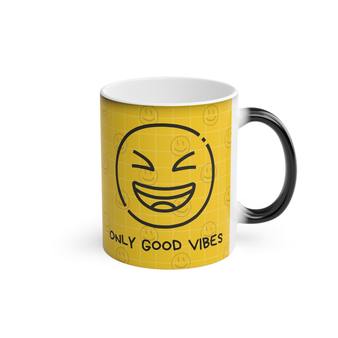 Good Vibes Magic Mug, Smiley Face Coffee Cup, Fun Gift for Friends ...