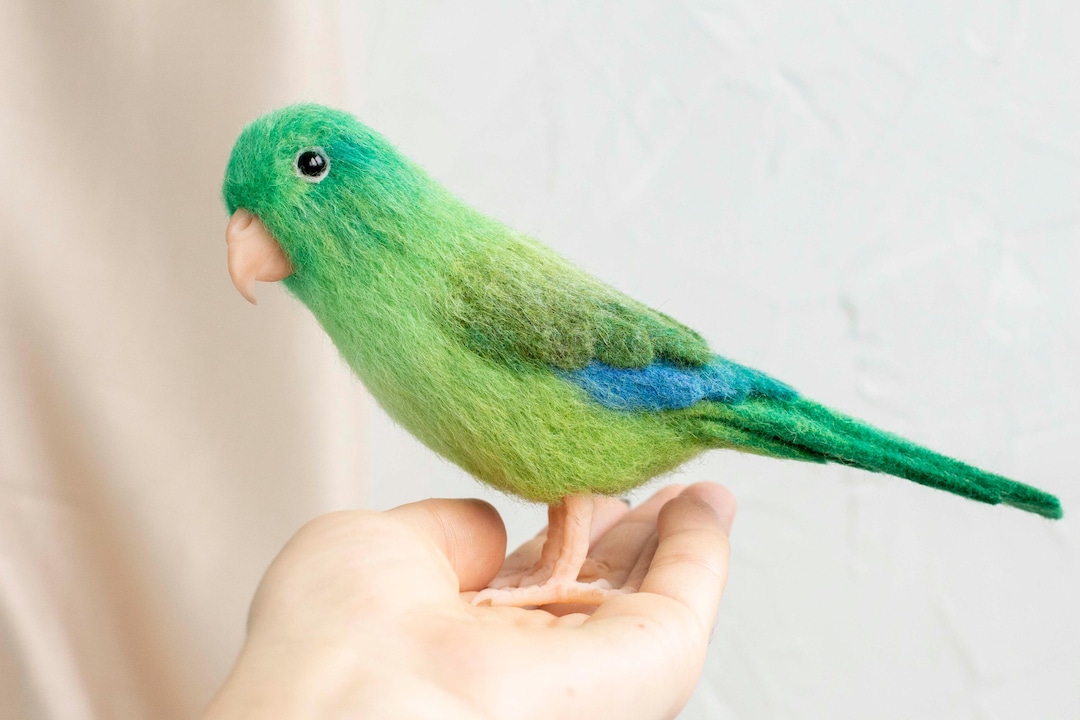 Handmade Felted Parrot: Wool Figurine, Green Bird Sculpture - Etsy