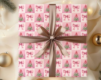 Christmas Wrapping Paper, Pink Christmas Wrapping Paper, Holiday Gift ...