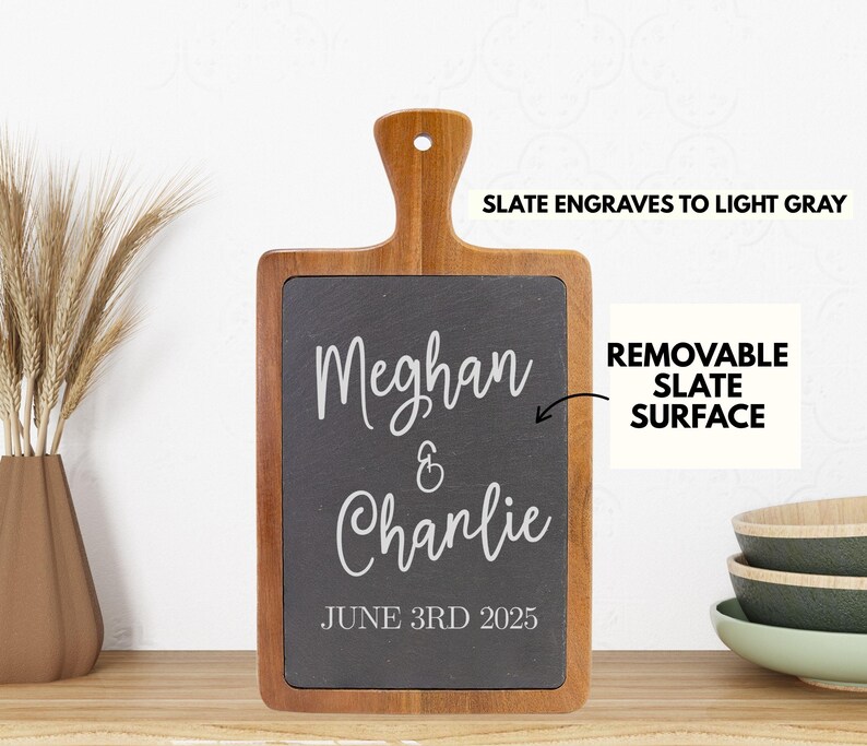 Engraved Slate and Wood Charcuterie Board, Engraved Cheese Board ...