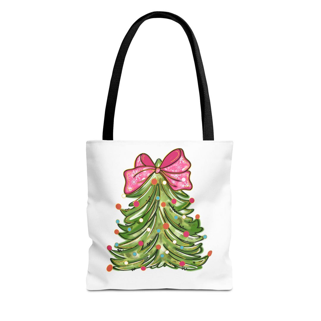 Christmas Tree Tote Bag, Holiday Gift Tote, Festive Reusable Shopper ...