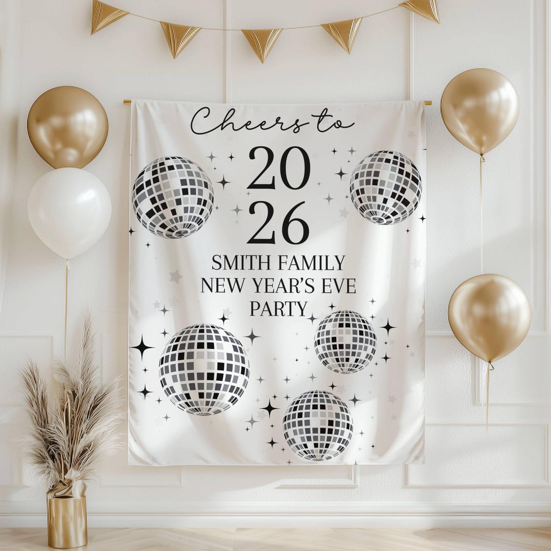 New Year's Eve Party Banner, NYE Party Backdrop, NYE Party Decor, Nye ...