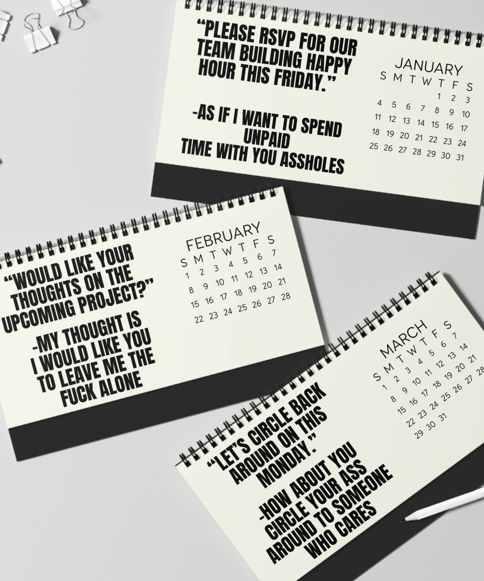 2026 Funny Desk Calendar, Office Humor, Coworker Gift, Demotivational ...