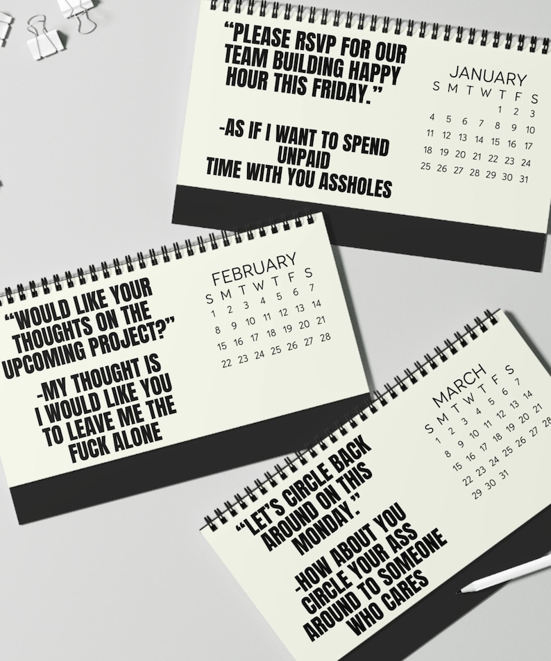 2026 Funny Desk Calendar, Office Humor, Coworker Gift, Demotivational ...
