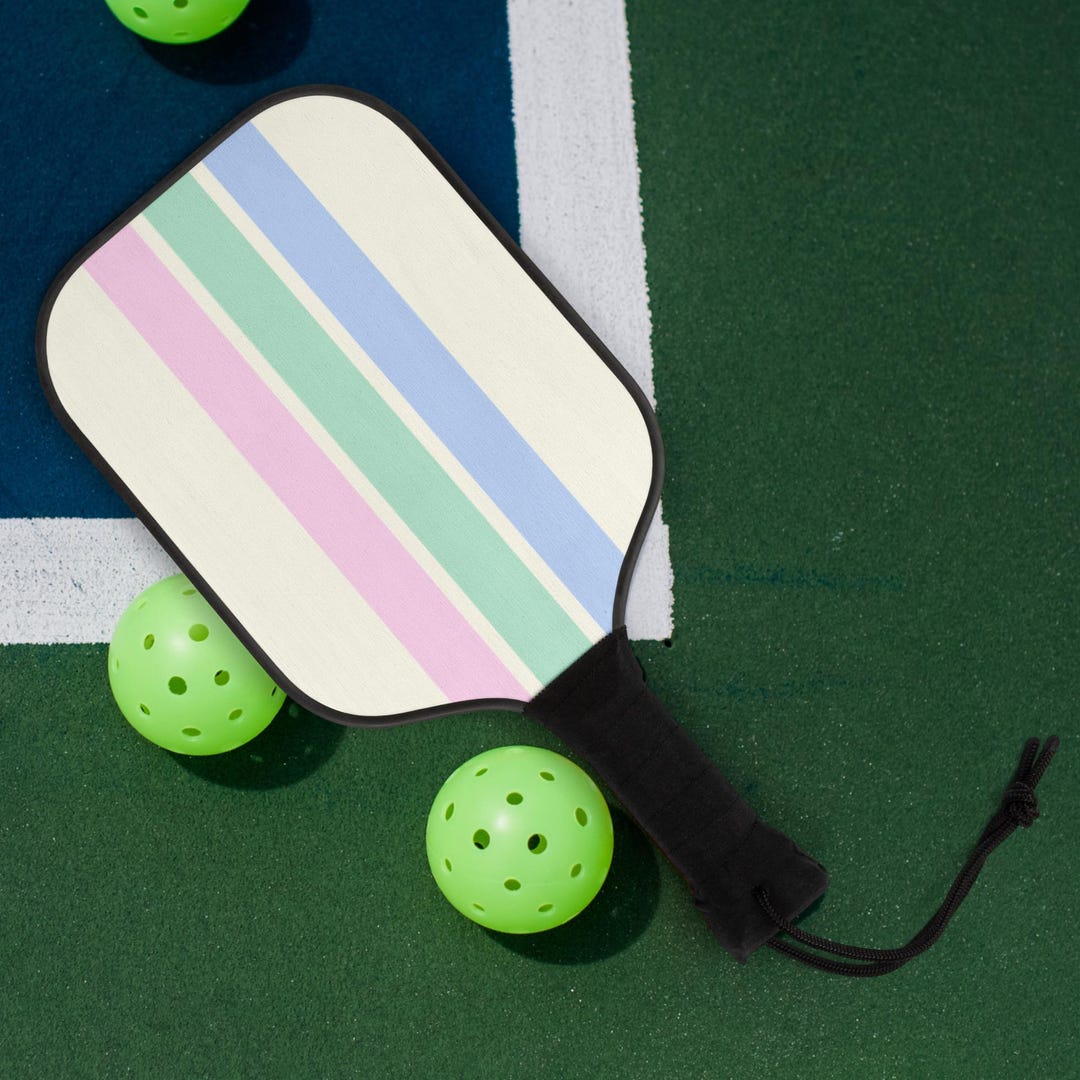 Retro Stripe Pickleball Paddle Set, Wooden Pickleball Paddle ...