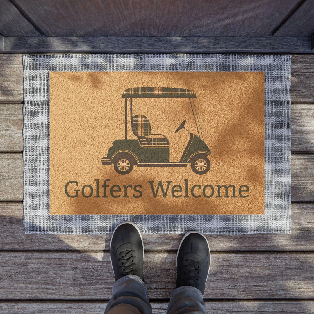 Golfers Welcome Golf Cart House Doormat, Personalized Entry Mat, Home ...