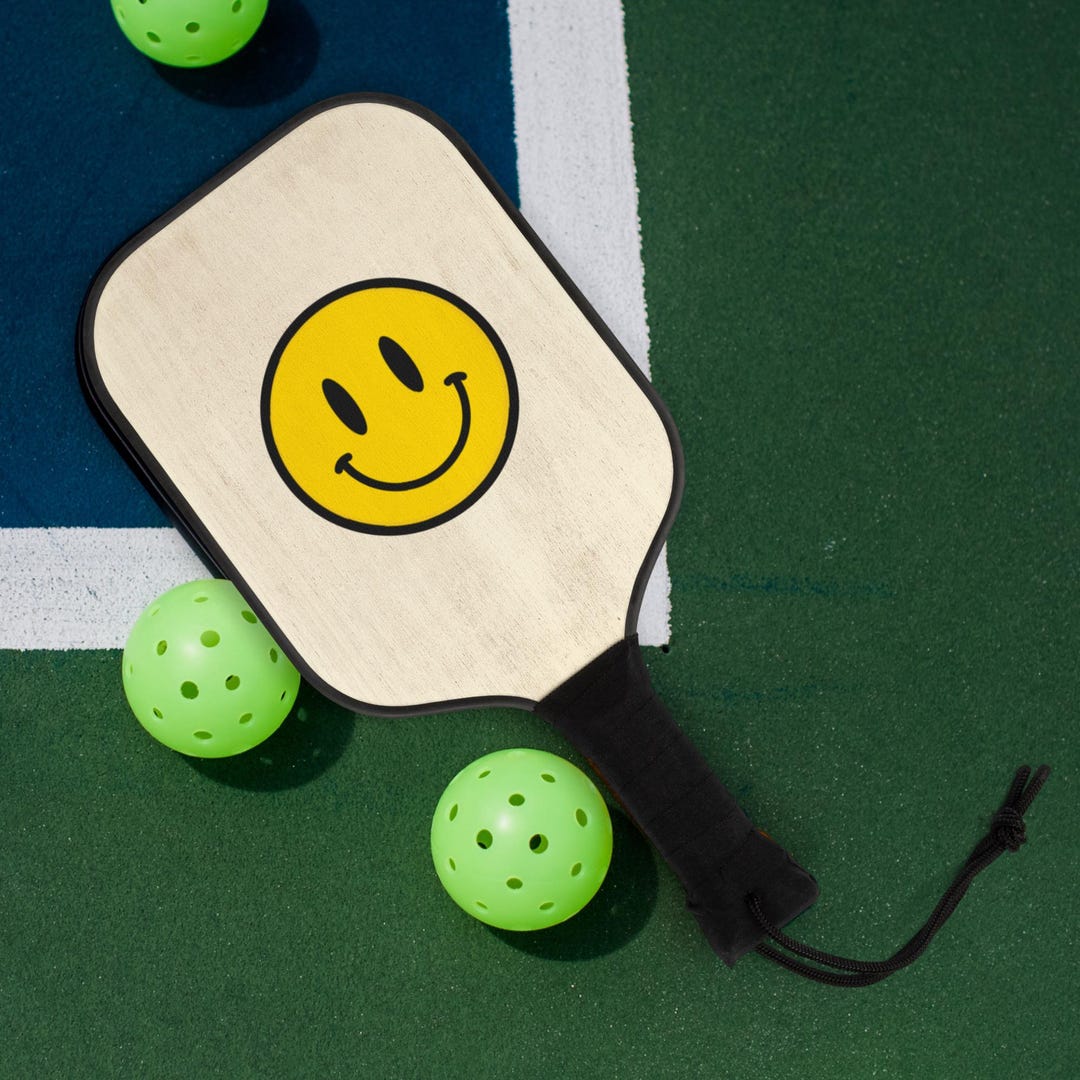 Smiley Face Pickleball Paddle Set, Wooden Pickleball Paddle, Pickleball ...