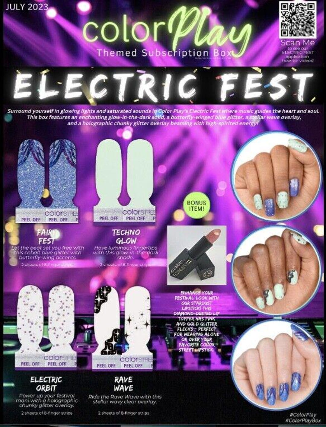 Color Street Subscription Box Electric Fest July 2023 - Etsy