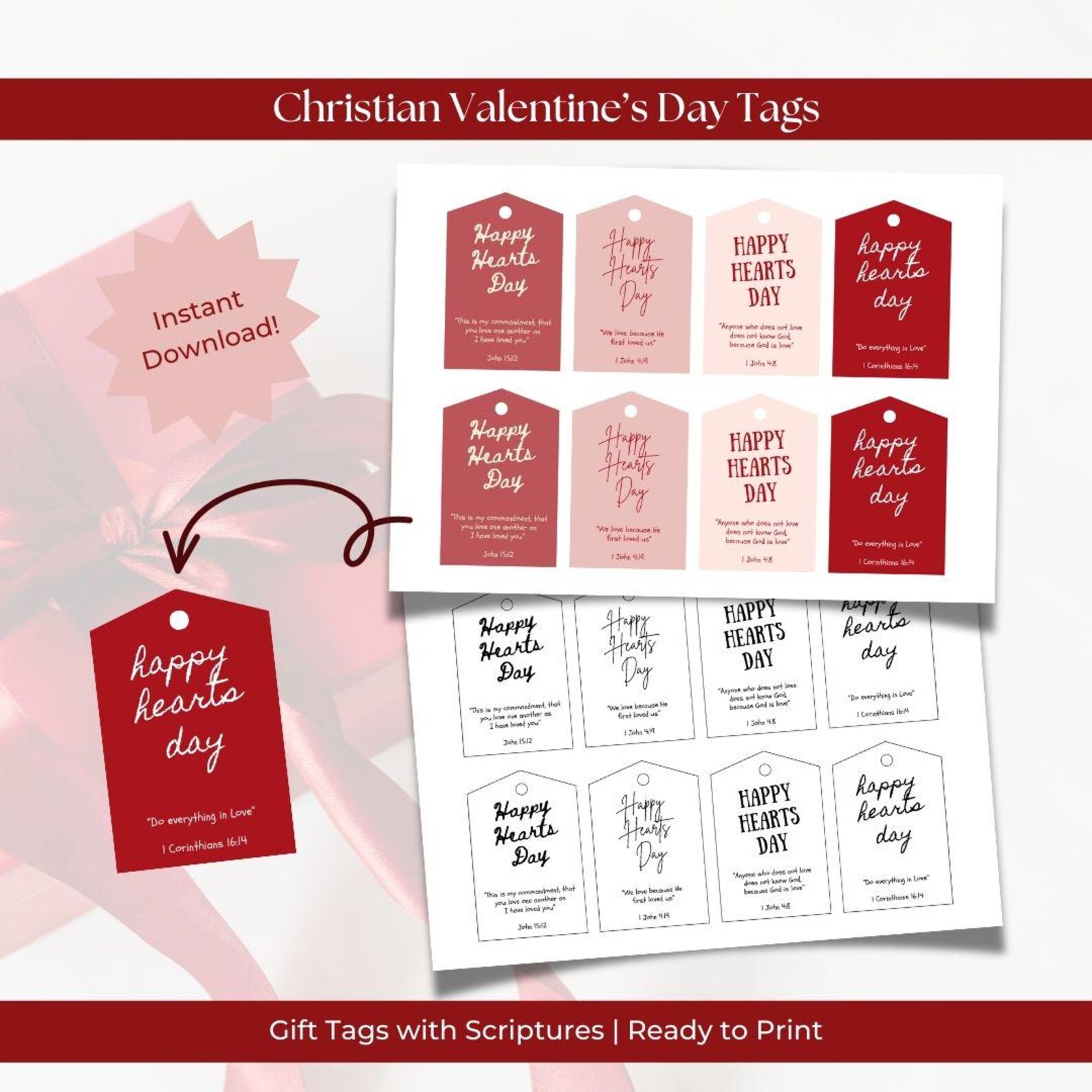 Printable Valentine Gift Tags Faith Based Gift Tags Bible Verse DIY ...
