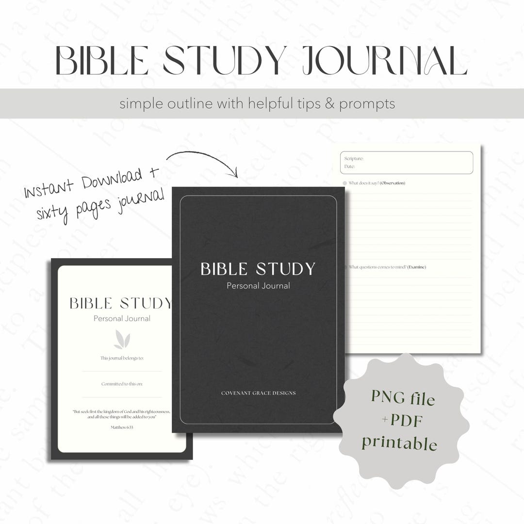 Bible Study Journal Printable Digital Journal Bible Study Devotional ...