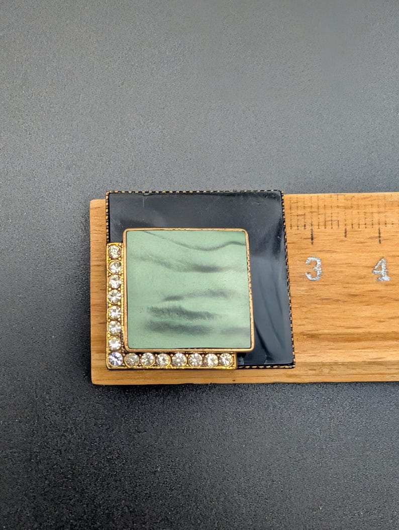 Vintage Ermani Bulatti Clip Earrings 1980s Art Deco Revival Green Black ...