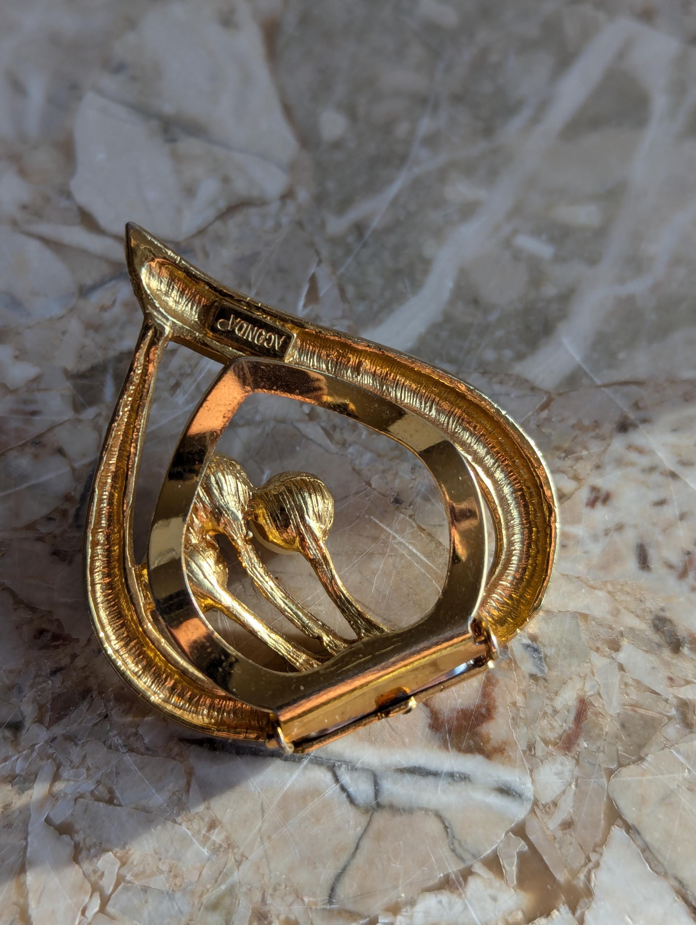 Vintage Gold Heart Scarf Ring Clip Ivory Pearl Folding Scarf Clip ...
