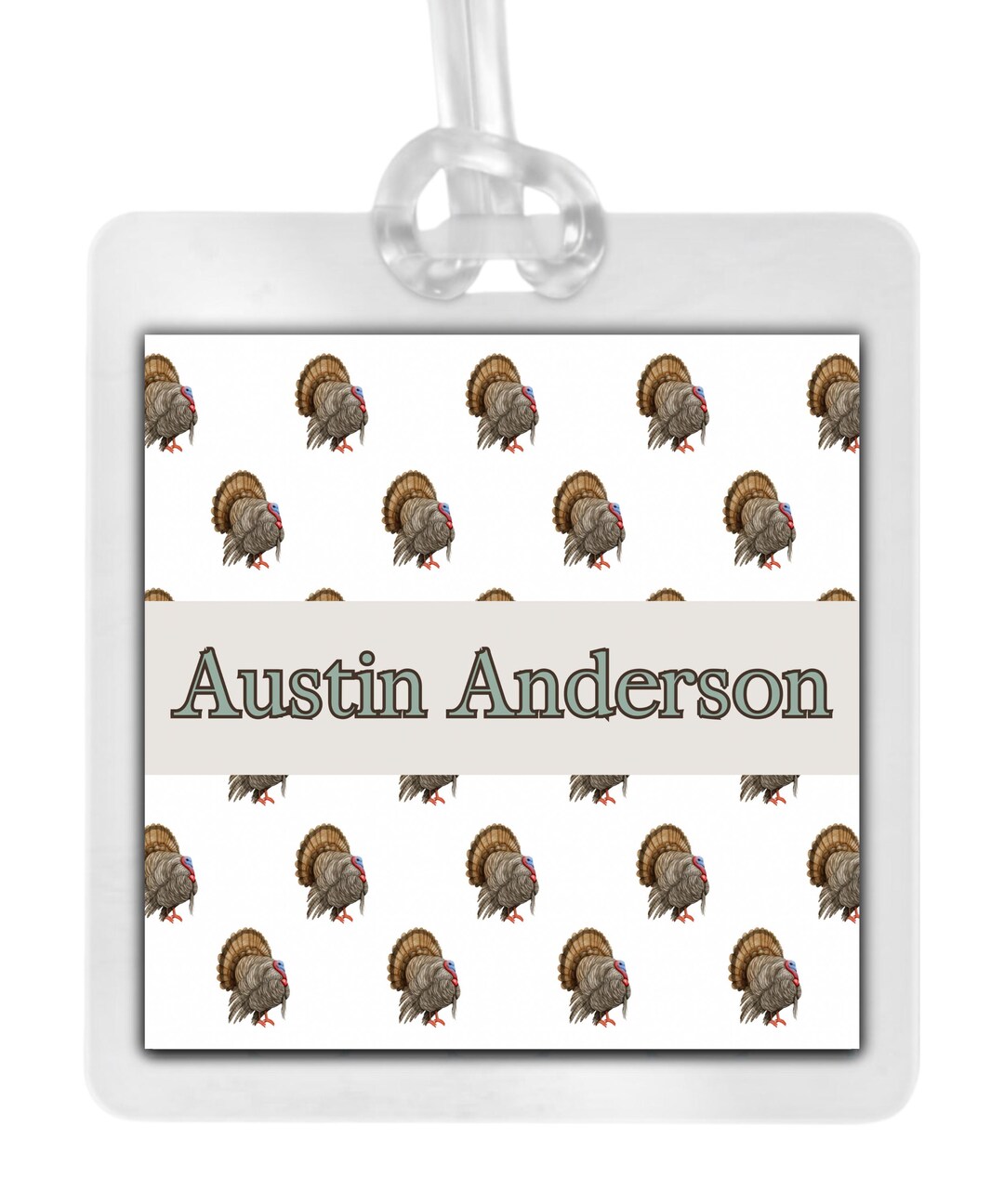 Laminated Personalized Bag Tag // Turkey Bag Tag // Boys Bookbag ...
